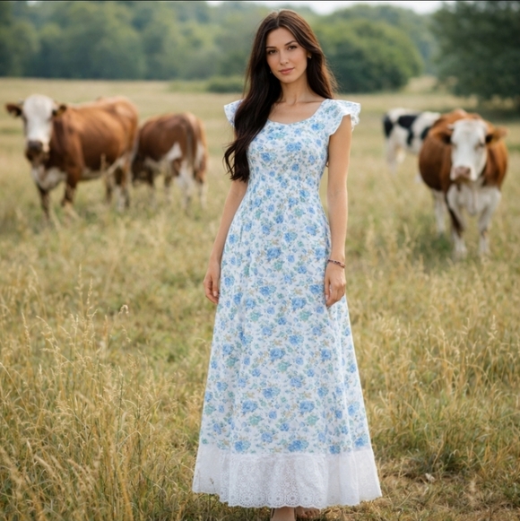 Hand Crafted | Dresses | Vtg 7s Prairie Dress Hand Sewn Pastel Floral ...